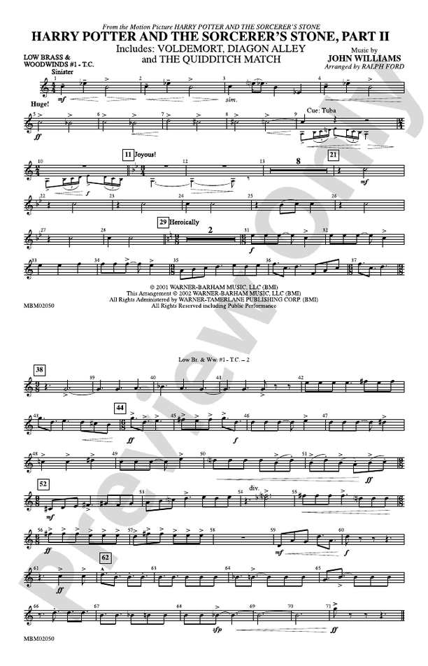 Harry Potter and the Sorcerer's Stone, Part II: Low Brass & Woodwinds ...