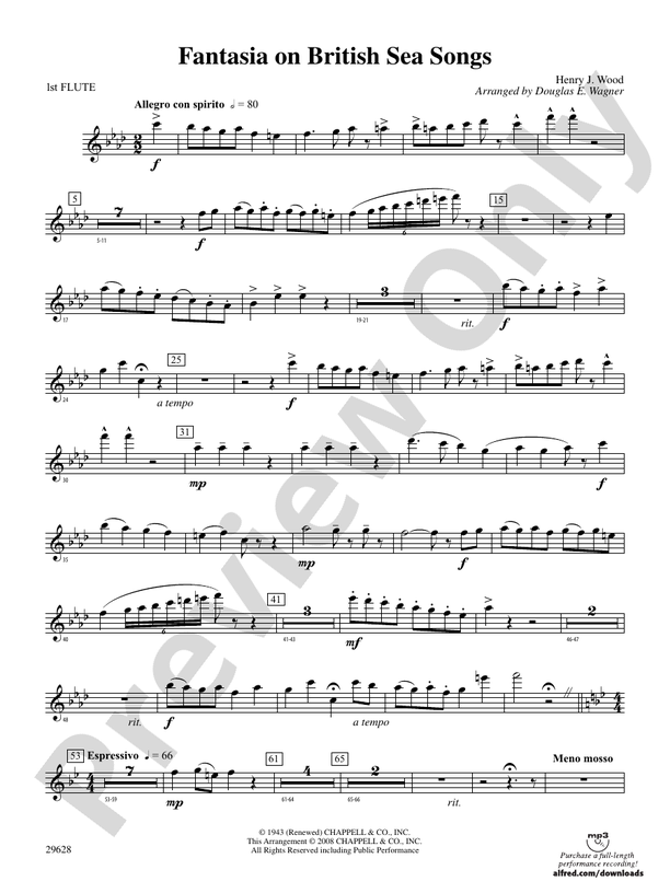 Fantasia on British Sea Songs: Flute: Flute Part - Digital Sheet Music ...
