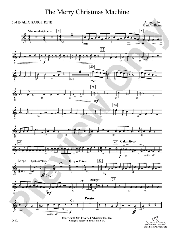 The Merry Christmas Machine: 2nd E-flat Alto Saxophone: 2nd E-flat Alto Saxophone Part - Digital ...