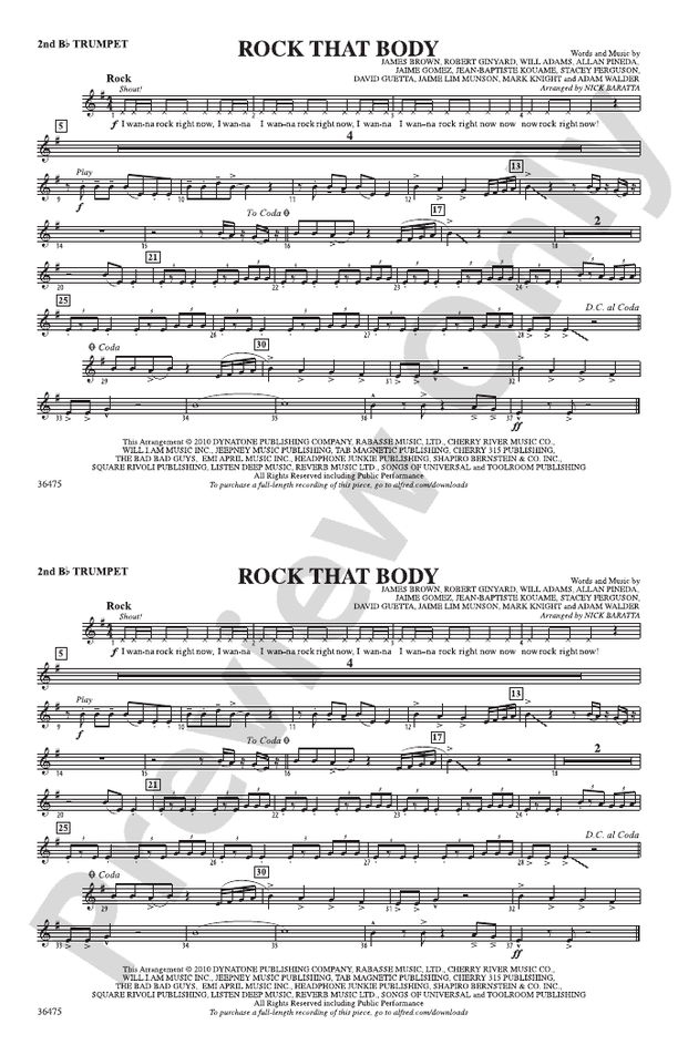 Rock That Body: 2nd B-flat Trumpet: 2nd B-flat Trumpet Part - Digital ...