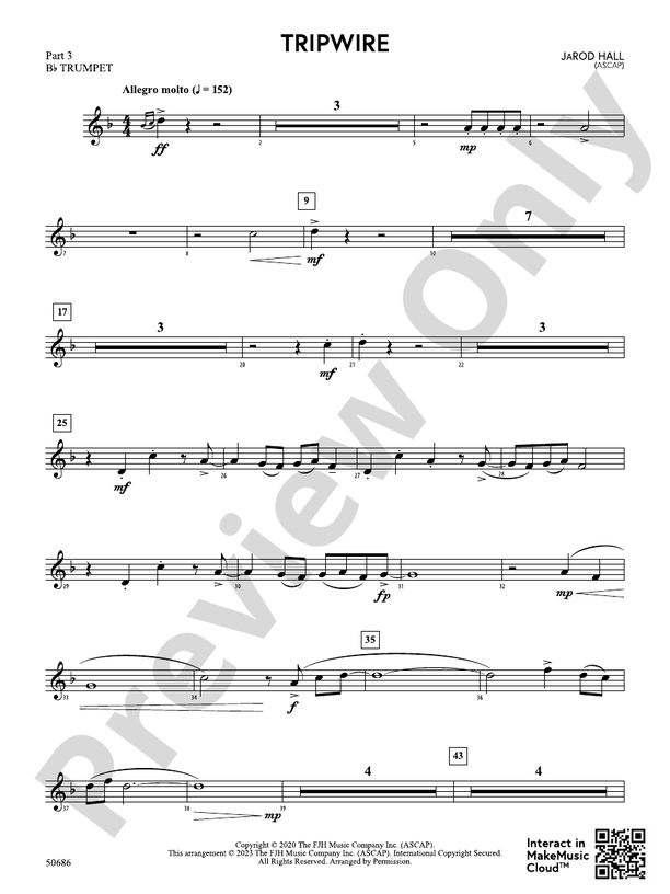 Tripwire: Part 3 - B-flat Trumpet: Part 3 - B-flat Trumpet Part - Digital Sheet Music Download