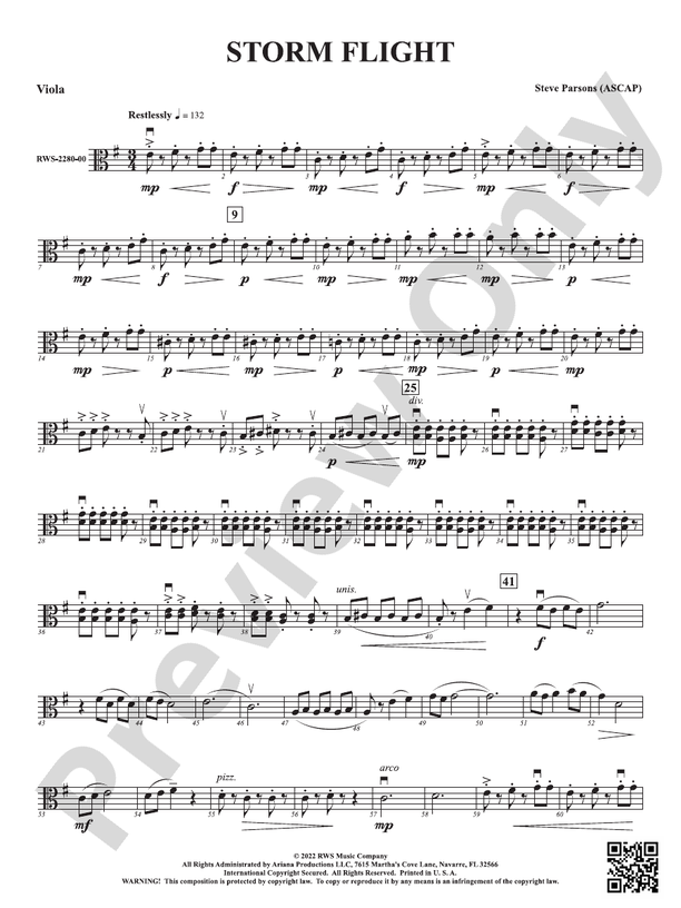 Storm Flight: Viola: Viola Part: Steve Parsons - Digital Sheet Music ...