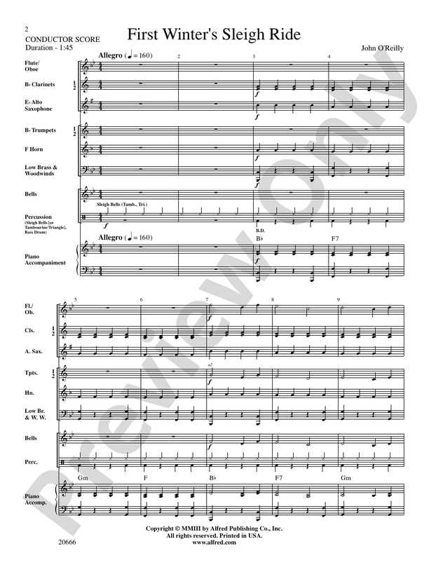 First Winter's Sleigh Ride: Concert Band Conductor Score & Parts ...