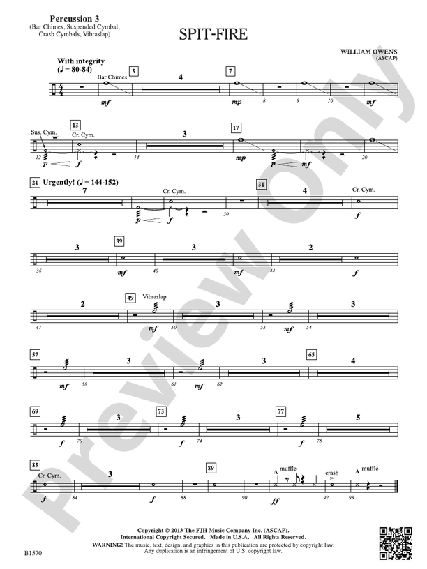 Spit-Fire: Percussion 3: Percussion 3 Part: William Owens - Digital ...