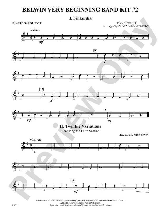 Belwin Very Beginning Band Kit #2: E-flat Alto Saxophone: E-flat Alto ...