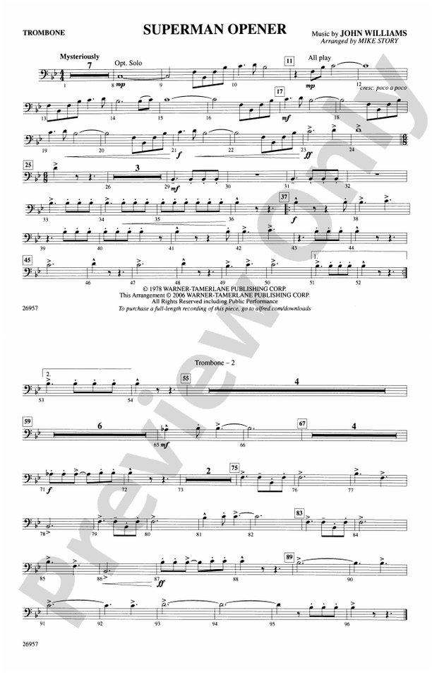Superman Opener: 1st Trombone: 1st Trombone Part - Digital Sheet Music ...