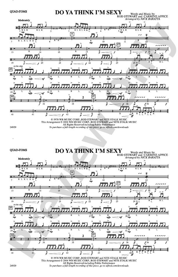Do Ya Think I'm Sexy?: Quad-Toms: Quad-Toms Part - Digital Sheet Music ...