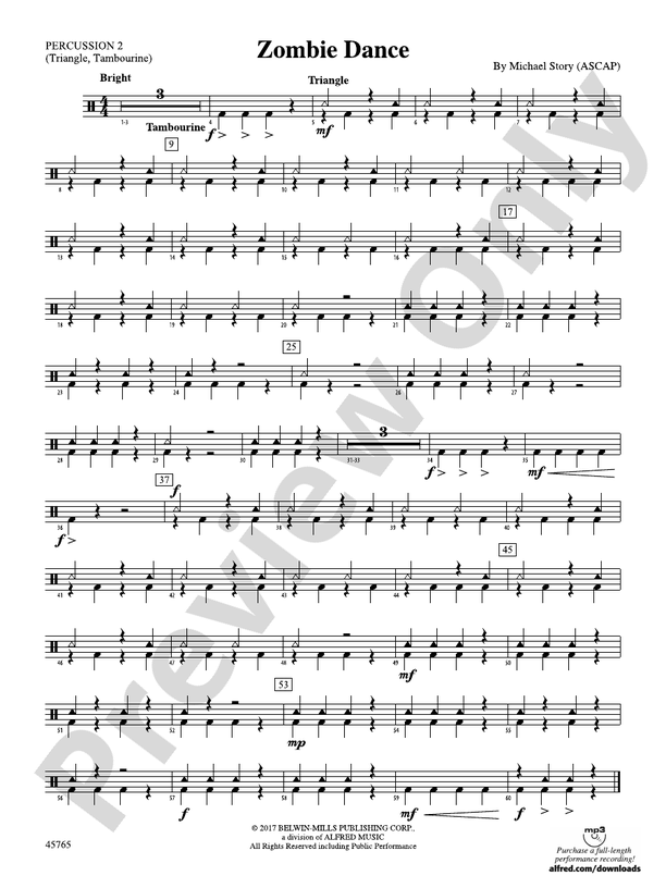 Zombie Dance: 2nd Percussion: 2nd Percussion Part - Digital Sheet Music ...