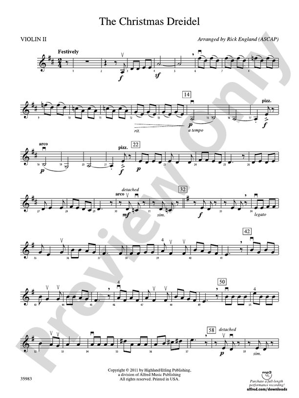 The Christmas Dreidel: 2nd Violin: 2nd Violin Part - Digital Sheet ...