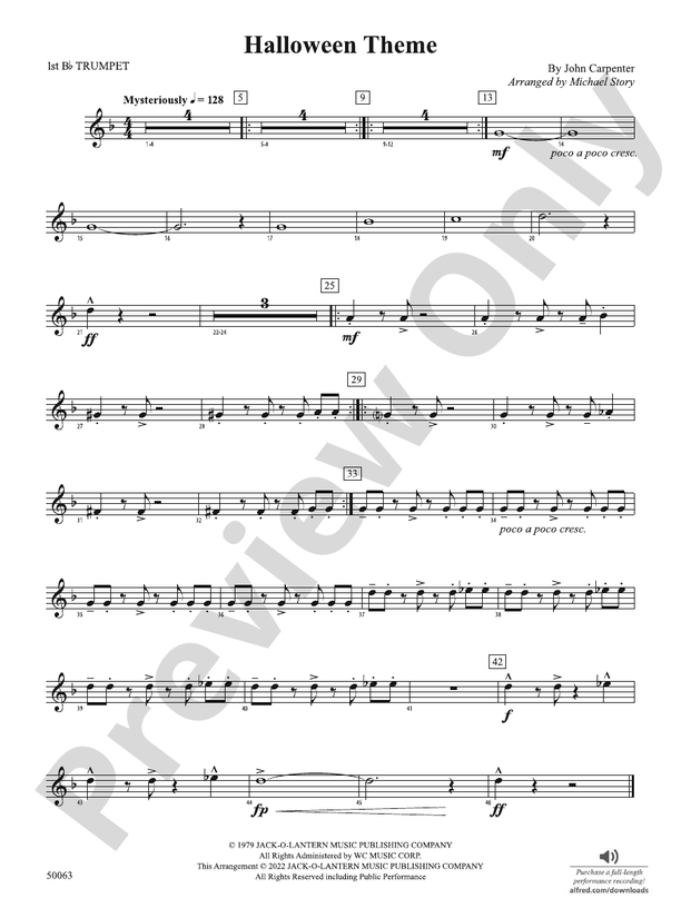 Halloween Theme: 1st B-flat Trumpet: 1st B-flat Trumpet Part - Digital ...