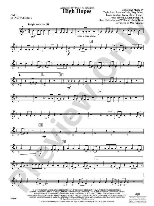 High Hopes: Part 1 - B-flat Instruments: Part 1 - B-flat Instruments ...