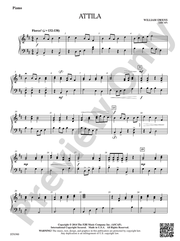 Attila: Piano: Piano Part: William Owens - Digital Sheet Music Download