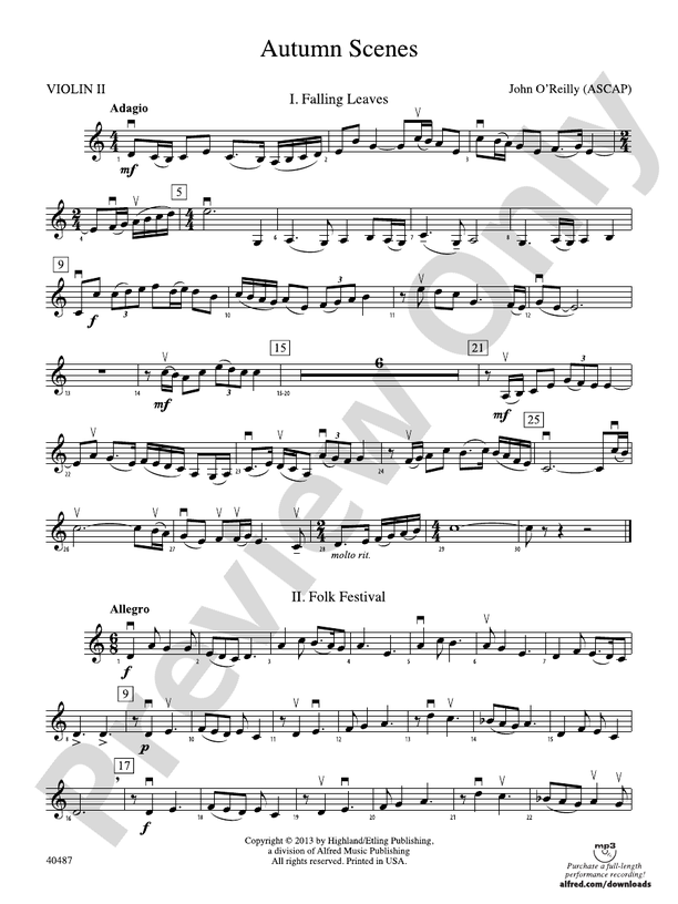 Autumn Scenes: 2nd Violin: 2nd Violin Part - Digital Sheet Music Download