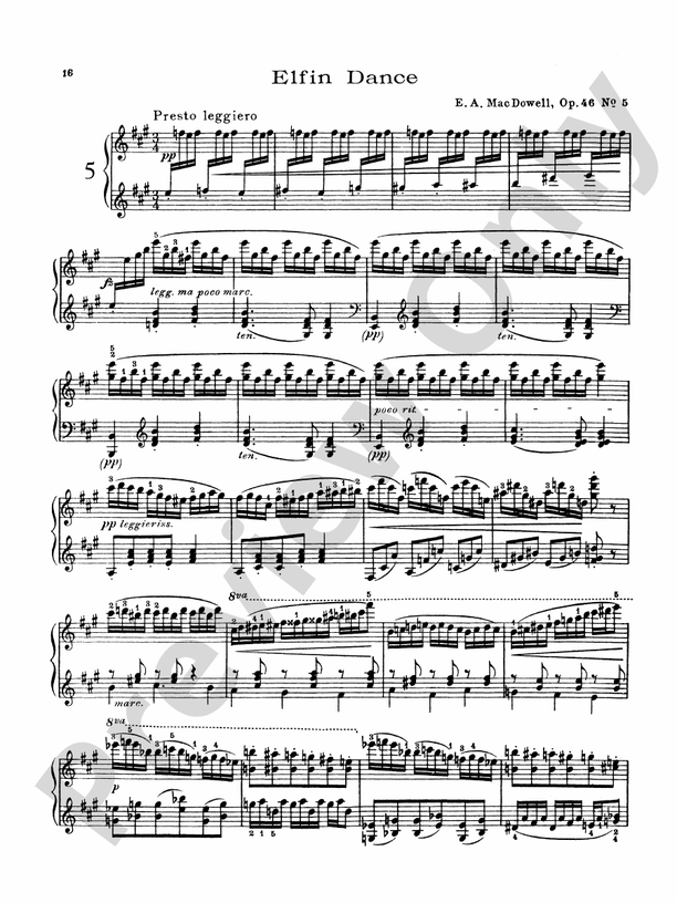 MacDowell: Twelve Virtuoso Studies, Op. 46: Elfin Dance, Op. 46, No. 5 Part - Digital Sheet ...
