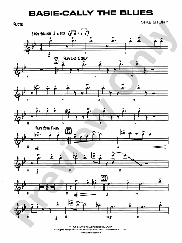 Basie-Cally the Blues: Flute: Flute Part - Digital Sheet Music Download