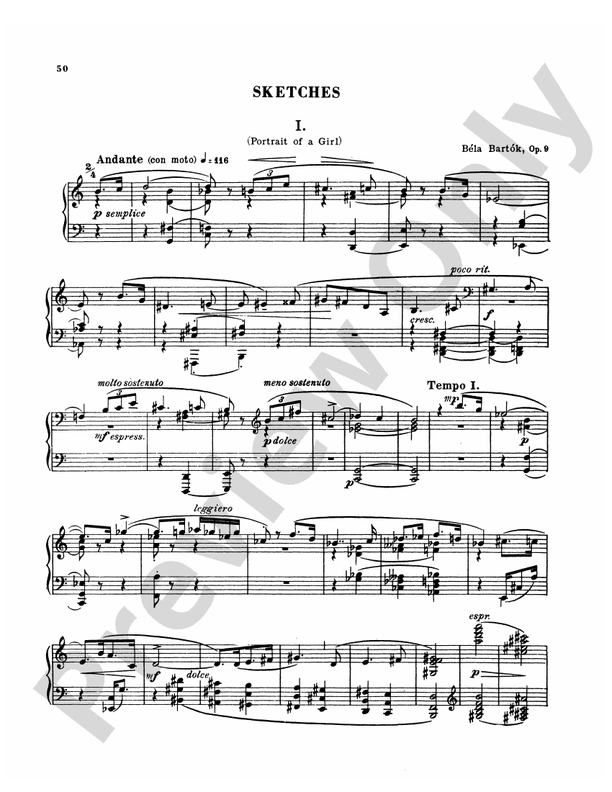 Bartók: Album for Piano: Sketches, Op. 9 Part - Digital Sheet Music ...