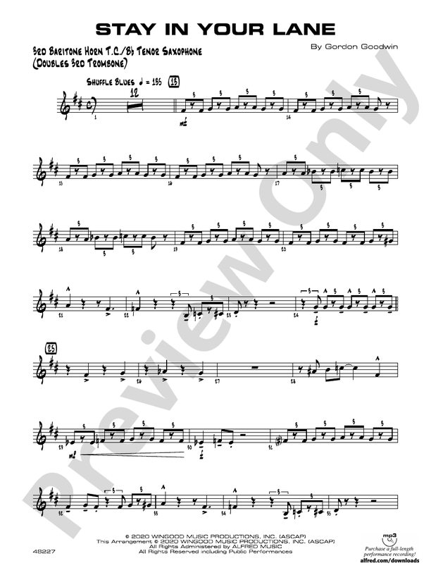 Stay in Your Lane: 3rd Baritone T.C.: 3rd Baritone T.C. Part - Digital ...