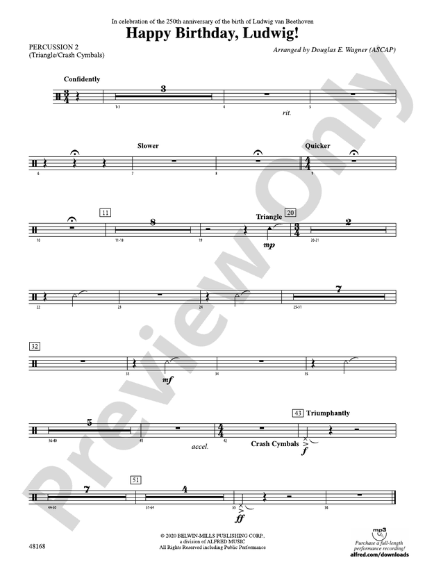 Happy Birthday, Ludwig: 2nd Percussion: 2nd Percussion Part - Digital ...