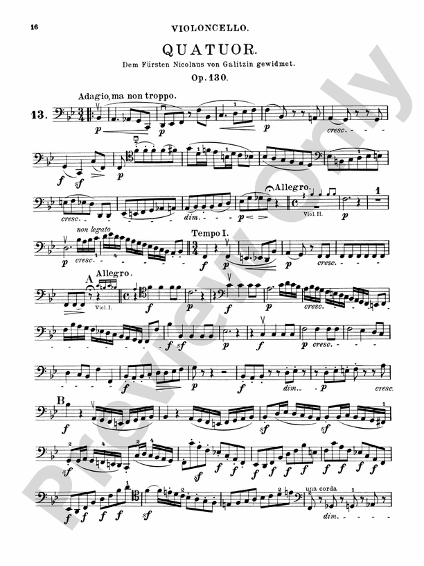 Beethoven: String Quartets, Volume III: String Quartet, Op. 130 (Cello) Part - Digital Sheet ...