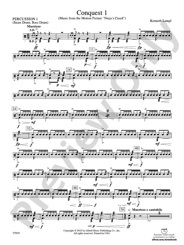 Conquest 1 (from the motion picture Ninja's Creed): 1st Percussion: 1st ...