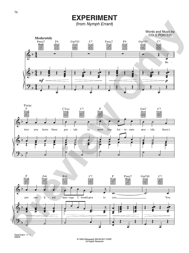 Experiment (from "Nymph Errant"): Piano/Vocal/Chords: Cole Porter ...