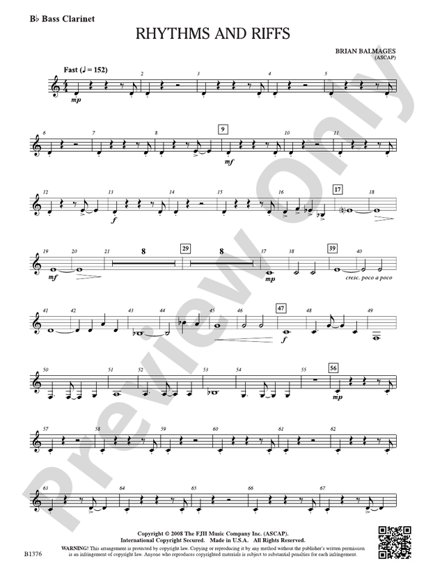 Rhythms and Riffs: B-flat Bass Clarinet: B-flat Bass Clarinet Part ...