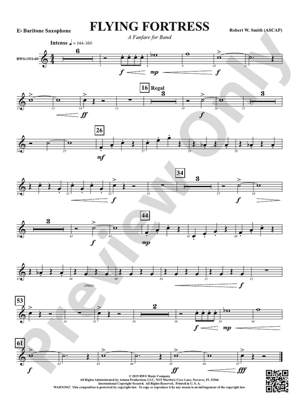 Flying Fortress - A Fanfare for Band: E-flat Baritone Saxophone: E-flat Baritone Saxophone Part ...