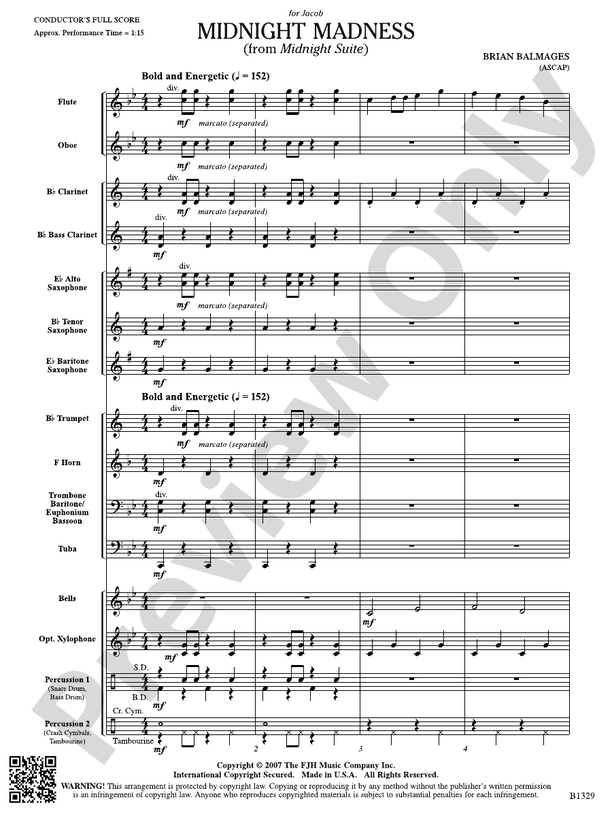 Midnight Madness (from Midnight Suite): Score: Concert Band Score ...