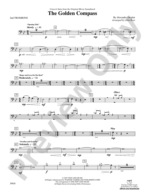 The Golden Compass: 2nd Trombone: 2nd Trombone Part - Digital Sheet ...