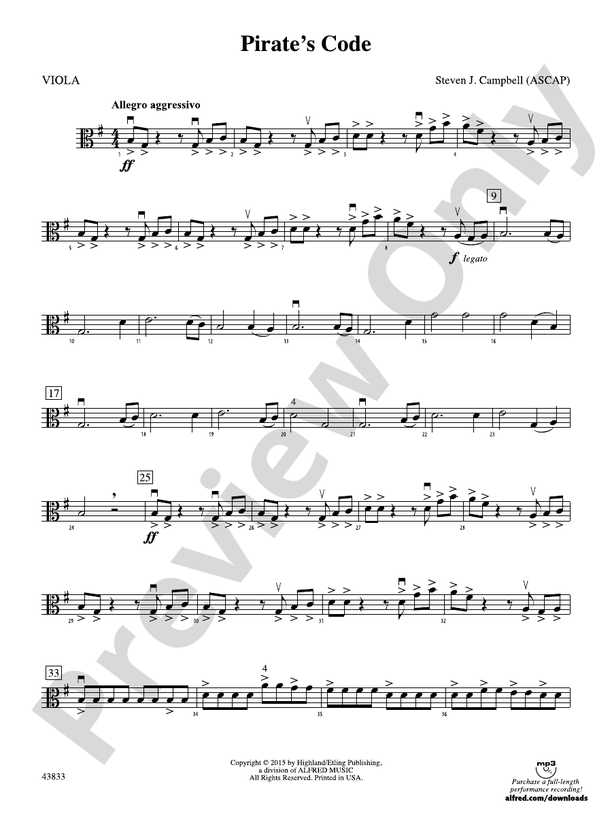 Pirate's Code: Viola: Viola Part - Digital Sheet Music Download
