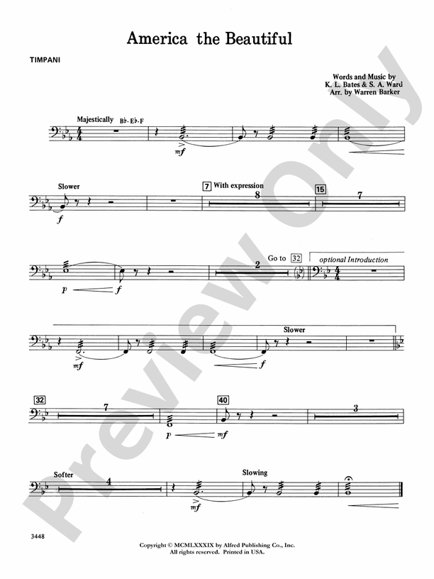 America, the Beautiful (with optional SA/SAB chorus): Timpani: Timpani ...