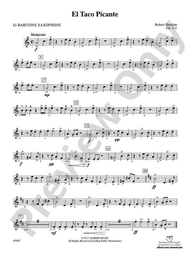 El Taco Picante: E-flat Baritone Saxophone: E-flat Baritone Saxophone Part - Digital Sheet Music ...