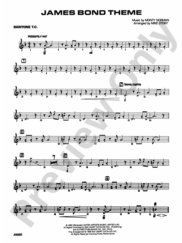 James Bond Theme: Baritone T.C.: Baritone T.C. Part - Digital Sheet ...