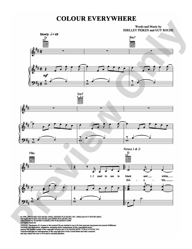Colour Everywhere: Piano/Vocal/Chords: Deana Carter - Digital Sheet ...