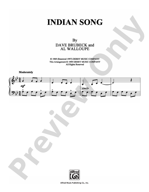 Indian Song: Piano: Dave Brubeck - Digital Sheet Music Download