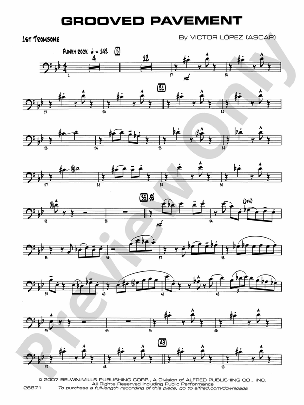 Grooved Pavement: 1st Trombone: 1st Trombone Part - Digital Sheet Music Download