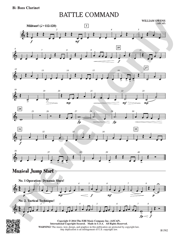 Battle Command: B-flat Bass Clarinet: B-flat Bass Clarinet Part ...