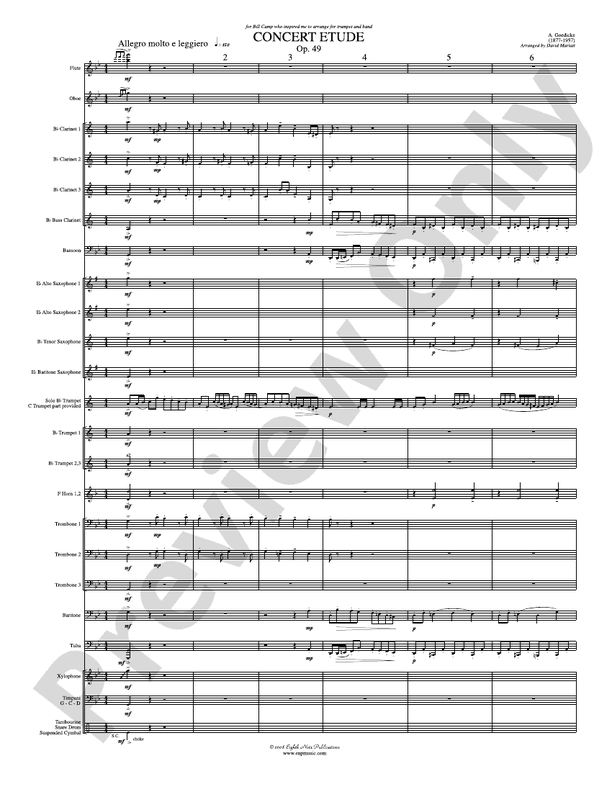 Concert Etude, Op. 49 (Solo Trumpet and Concert Band): Score: Concert ...
