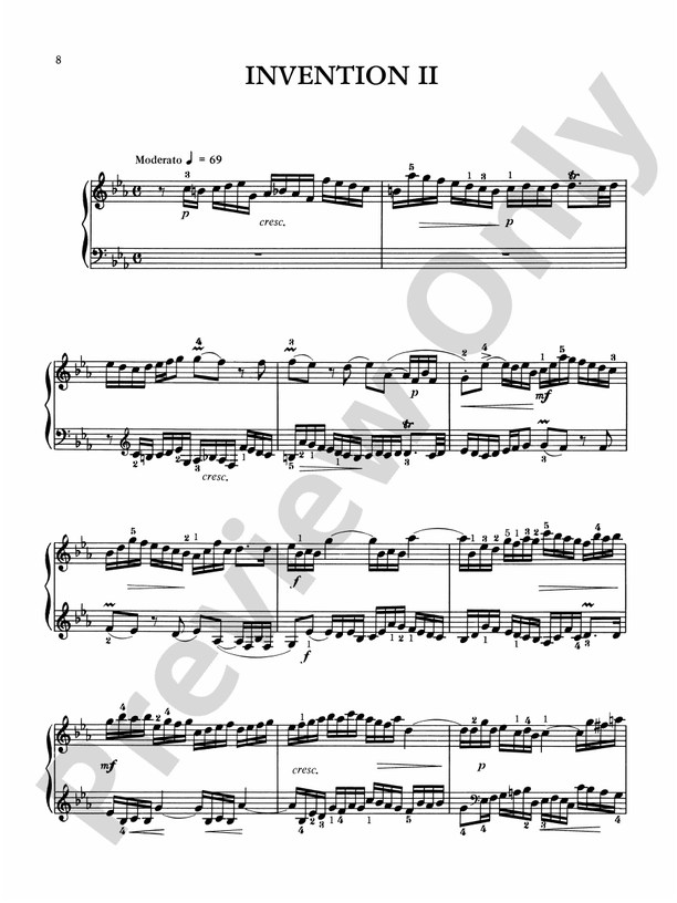 Bach: Two-Part Inventions (Ed. Hans Bischoff): Invention II Part ...