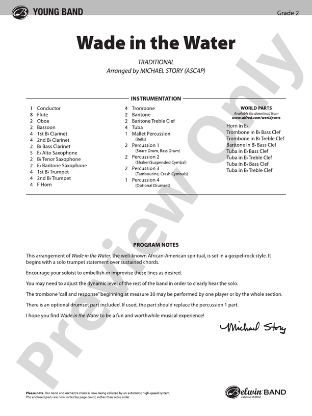 Wade in the Water: Score: Concert Band Score - Digital Sheet Music Download