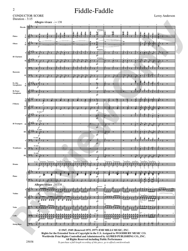 Fiddle-Faddle: Full Orchestra Conductor Score & Parts: Leroy Anderson ...
