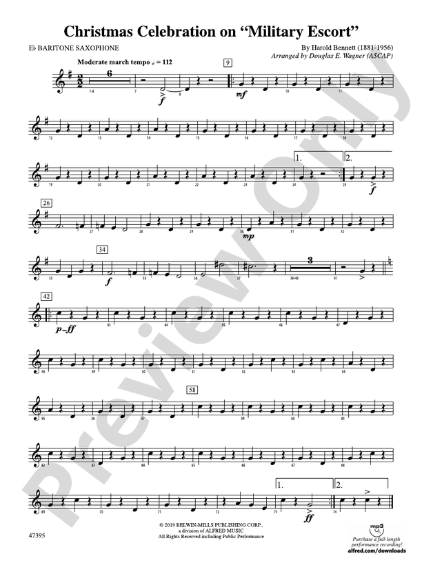 Christmas Celebration on "Military Escort": E-flat Baritone Saxophone: E-flat Baritone Saxophone ...