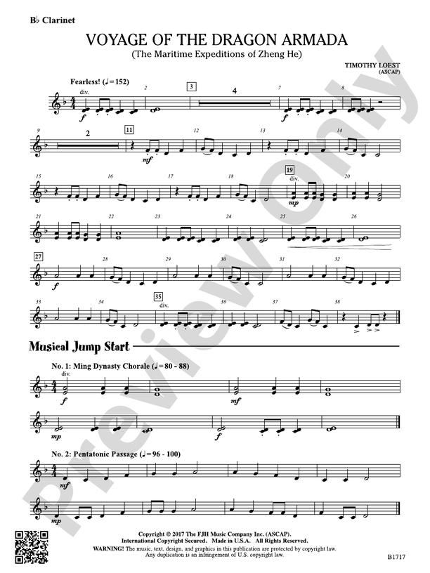 Voyage of the Dragon Armada: B-flat Clarinet: B-flat Clarinet Part ...