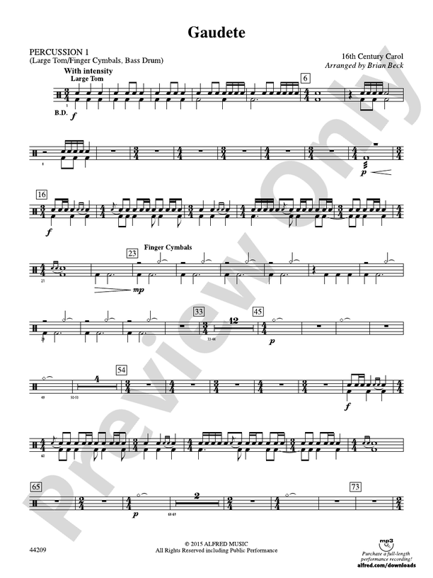 Gaudete: 1st Percussion: 1st Percussion Part - Digital Sheet Music Download