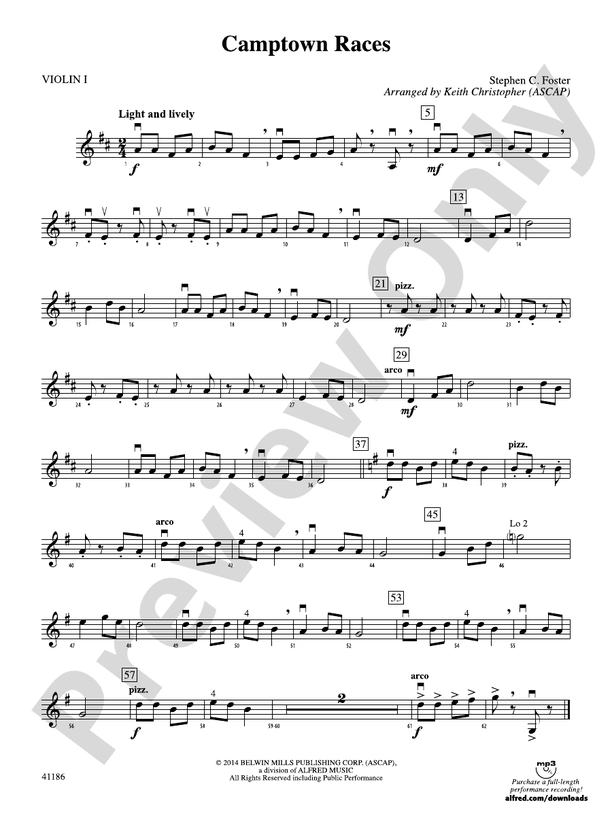 Camptown Races: 1st Violin: 1st Violin Part - Digital Sheet Music Download