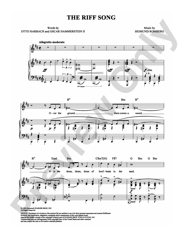 The Riff Song: Piano/Vocal/Chords: Sigmund Romberg - Digital Sheet ...
