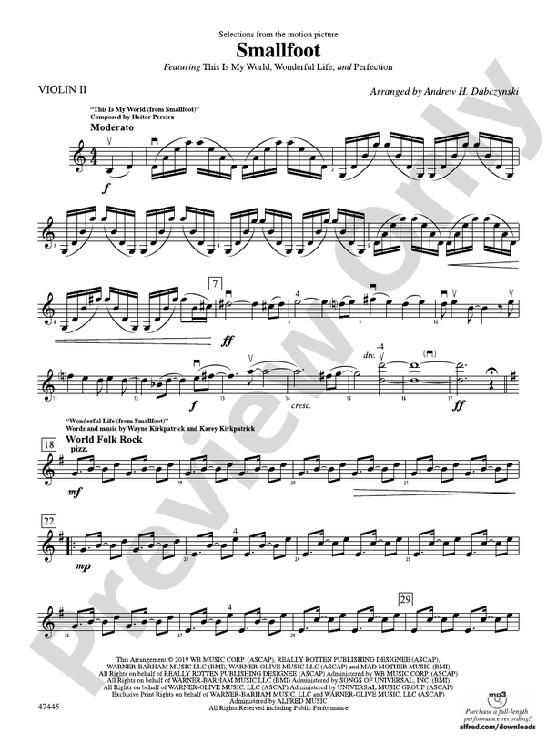Smallfoot: 2nd Violin: 2nd Violin Part - Digital Sheet Music Download