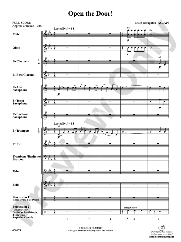 Open the Door!: Concert Band Conductor Score & Parts: Bruce Broughton - Digital Sheet Music Download