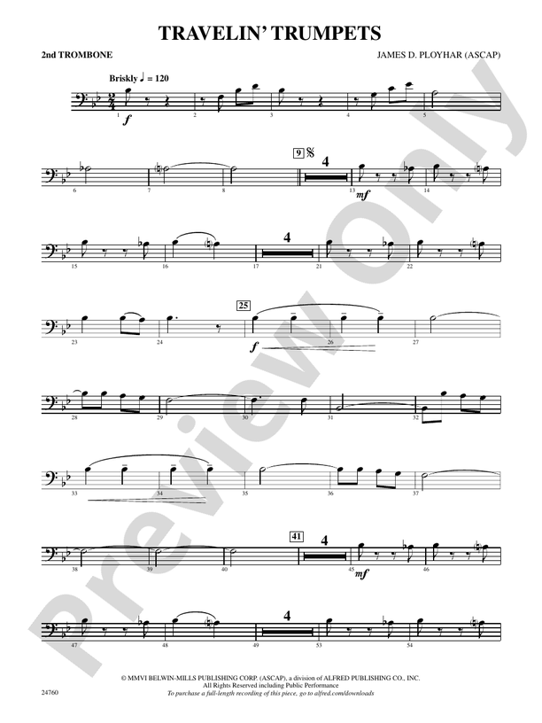 Travelin' Trumpets: 2nd Trombone: 2nd Trombone Part - Digital Sheet Music Download