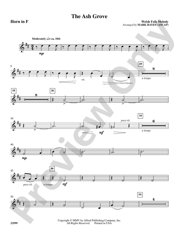The Ash Grove: 1st F Horn: 1st F Horn Part - Digital Sheet Music Download